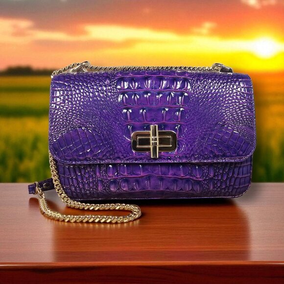 Brahmin | Bags | Brahmin Rosalie Royal Purple Melbourne Crocembossed ...